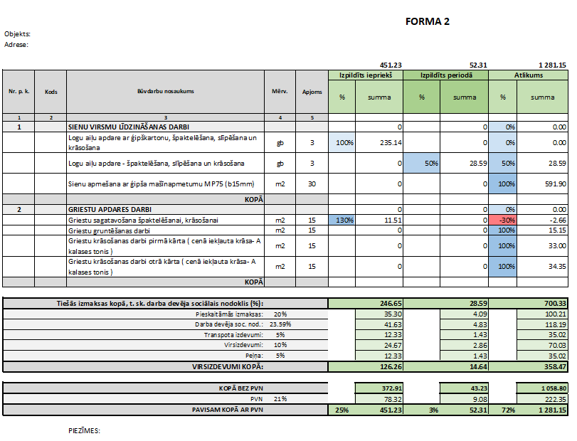 REMONTDARBU TĀMES VEIDNE MS EXCEL formātā - TĀMES VEIDNES - Remonta ...